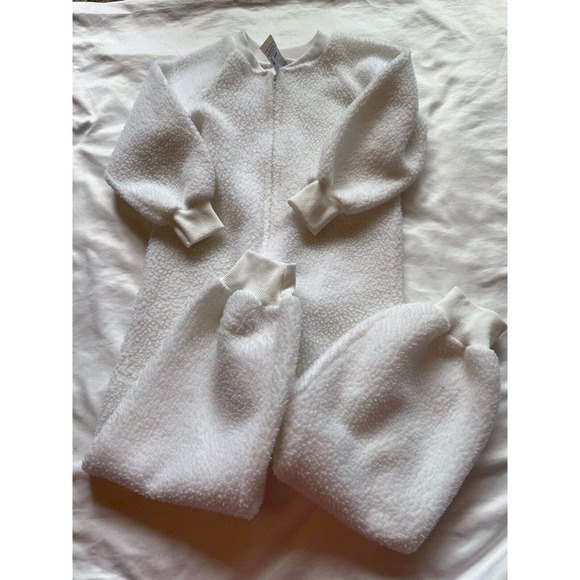 Costumes | Vintage Sleeper White Fuzzy One Piece Bunny Costume Outfit ...